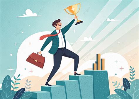 Business Milestones Celebrating Achievement With Trophy Background