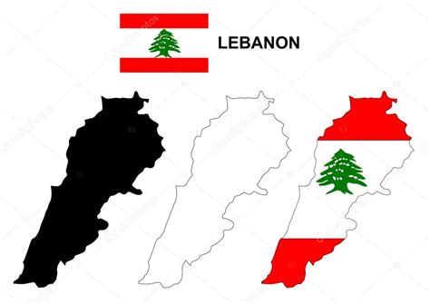 Lebanon Flag Map Lebanon Map Vector Lebanon Flag Vector Isolated