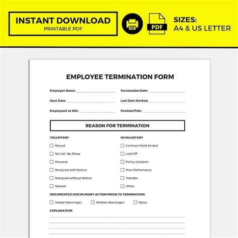 Employee Termination Form Etsy