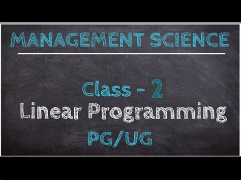 Linear Programming Management Science YouTube