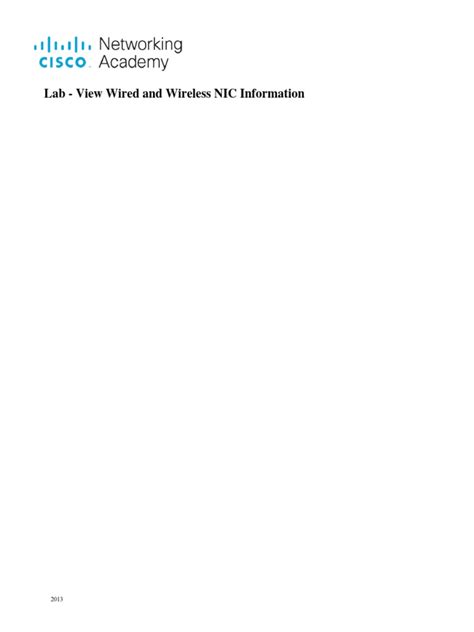 466 Lab View Wired And Wireless Nic Information Pdf Ip Address