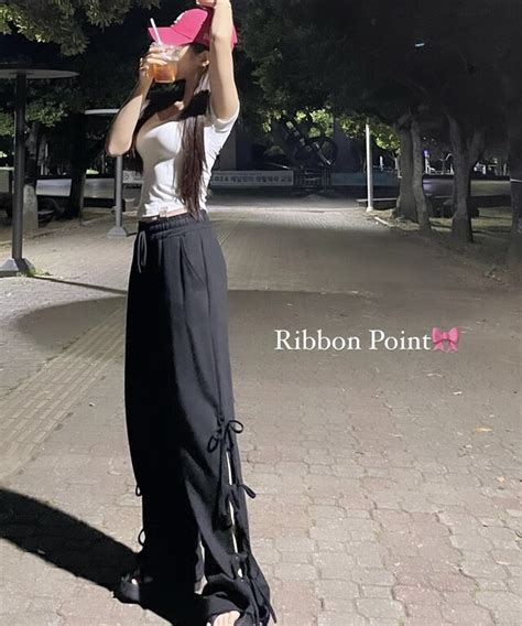 🌊시원 썸머신상핏보장 리본 옆트임 핏사기 와이드 쭈리 바지 스트링 팬츠 조거 에이블리