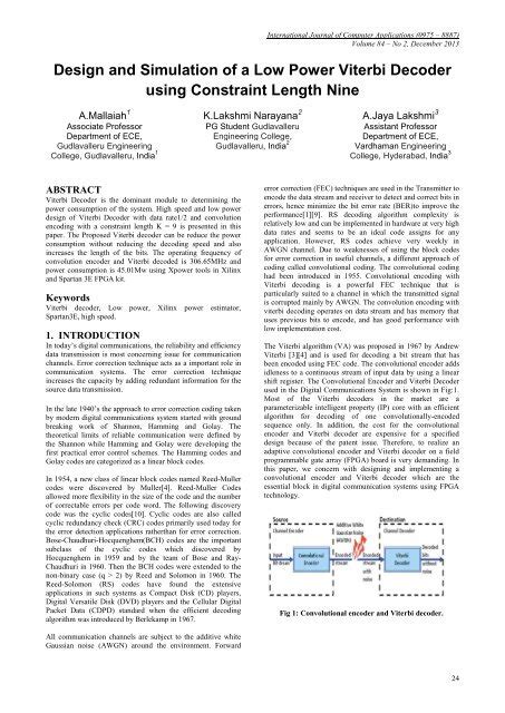 design and simulation of a low power viterbi decoder using