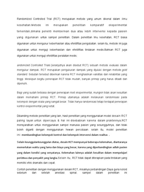 Metode Penelitian Klinis Terstandar Randomized Controlled Trials Rct Pdf