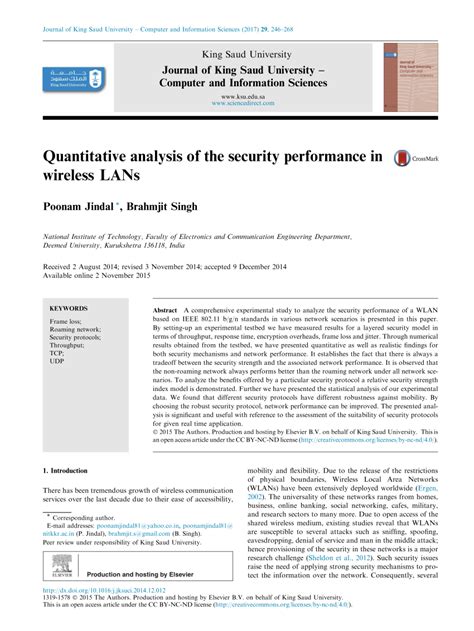 Pdf Quantitative Analysis Of The Security Performance In Wireless Lans
