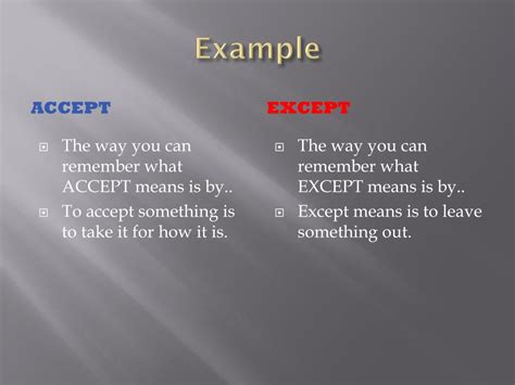 Ppt Accept Vs Except Powerpoint Presentation Free Download Id6257184