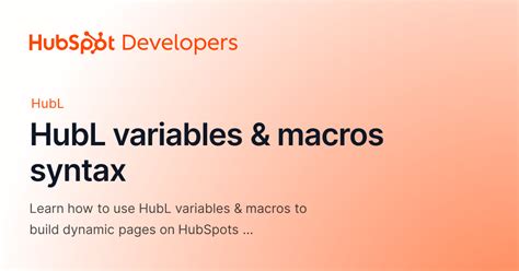 Hubl Variables And Macros Syntax Hubspot Docs
