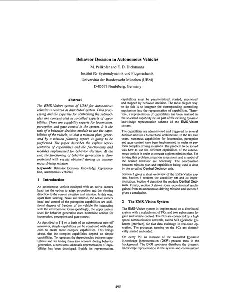 Pdf Behavior Decision In Autonomous Vehicles