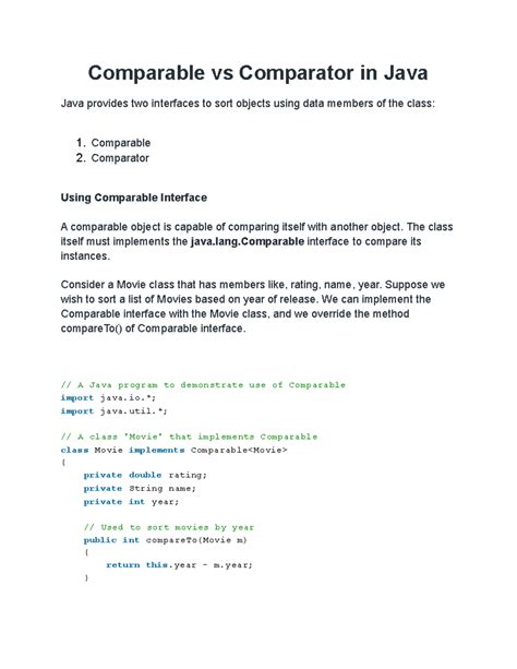 Comparable Vs Comparator In Java Comparable 2 Comparator Using