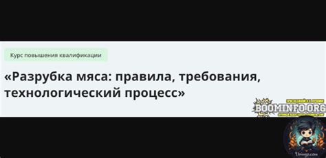 Курс [Инфоурок] Разрубка мяса правила требования технологический процесс 2024 скачать слив