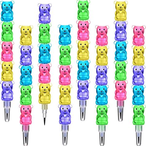 Pieces Stackable Pencils Plastic Bear Pencils In Stacking Colored Pencils Party Favors