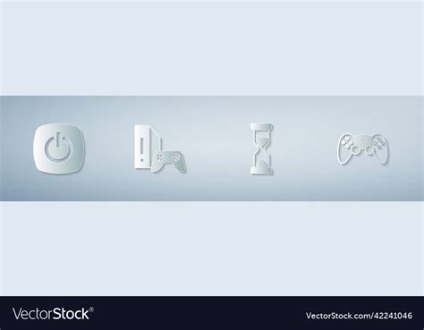 set power button game console with joystick old vector image