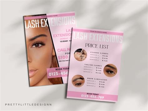 Eyelash Extensions Leaflet Template Lash Service Brochure Editable