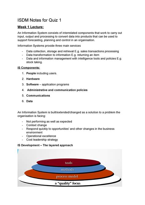 Isdm Notes For Quiz 1and2 Information Systems Provide Three Main Services Data Collection