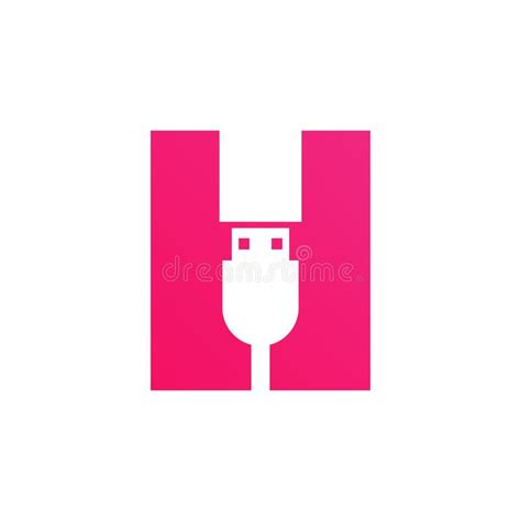 Initial Letter H USB Symbol Design Computer Connection USB Cable Icon