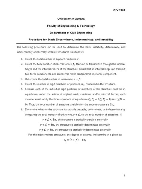 Procedure For Static Determinacy Indeterminacy And Instability Pdf Procedure For Static Determinacy Indeterminacy And Instability Pdf