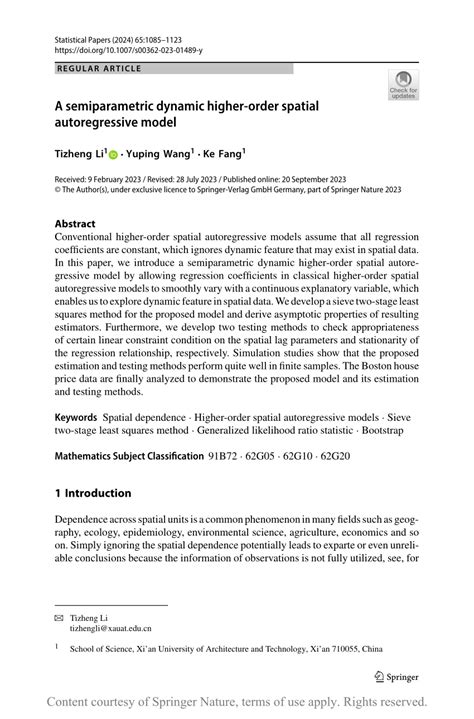a semiparametric dynamic higher order spatial autoregressive model