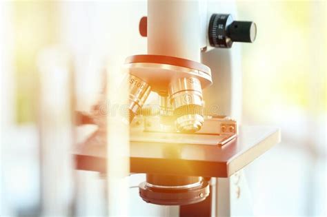 Microscope In Laboratory Medical Microscope For Education Or Experiment Chemistry Biology Test