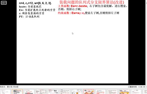 装载问题 分支限界法队列式分支限界法优先队列式分支限界法使用先队列式分支限界法求解最优装载问题n3c1c250w 10
