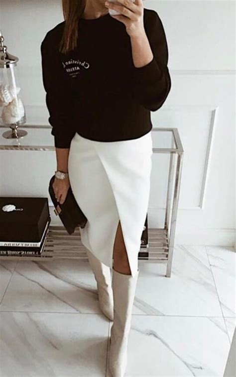 Белая юбка карандаш с чем носить фото 2024 Шкатулка красоты Белая юбка Юбка карандаш