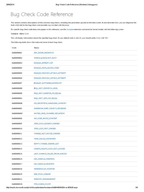 Bug Check Code Reference Windows Debuggers Pdf Areas Of Computer Science Software