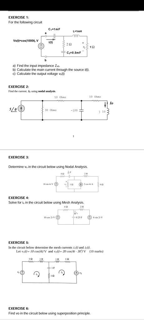 Solved Exercise 1 For The Following Circuit A Find The Input