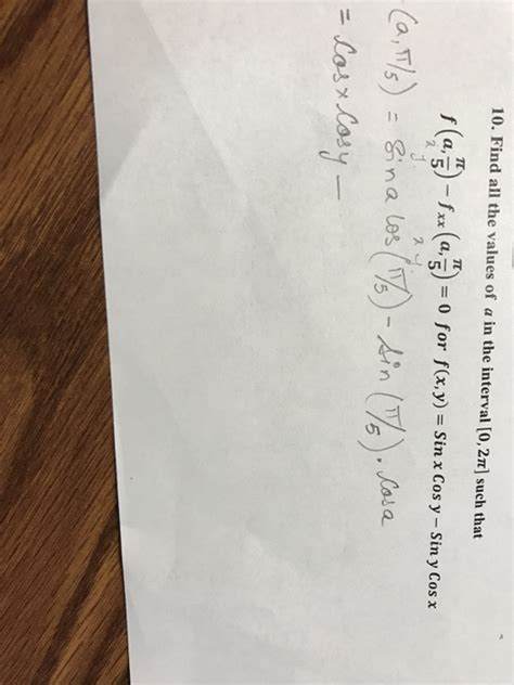 Solved Find All The Values Of A In The Interval 0 2pi