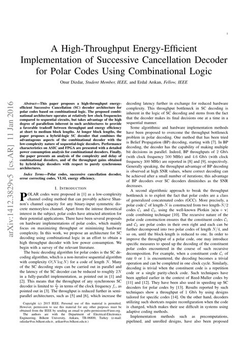 Pdf A High Throughput Energy Efficient Implementation Of Successive