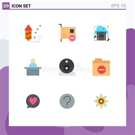 Universal Icon Symbols Group Of 9 Modern Flat Colors Of Surveillance Teacher Pci Professor