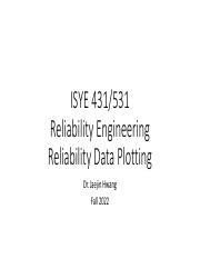 Lecture Note 7 Reliability Data Plotting Part1 Pdf ISYE 431 531