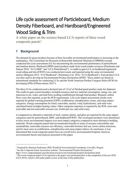 Pdf Life Cycle Assessment Of Particleboard Medium Density Dokumen Tips