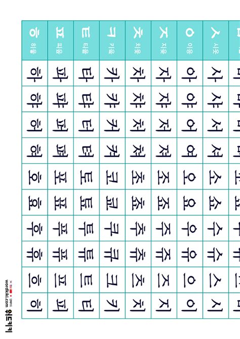 [한글 음절 포스터 만들기 3장] A3 사이즈 한글 음절표 가갸거겨