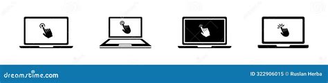 Set Of Laptop With Cursor Icons Stock Illustration Illustration Of Cursor Click