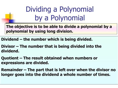 PPT DIVIDING POLYNOMIALS PowerPoint Presentation Free Download ID