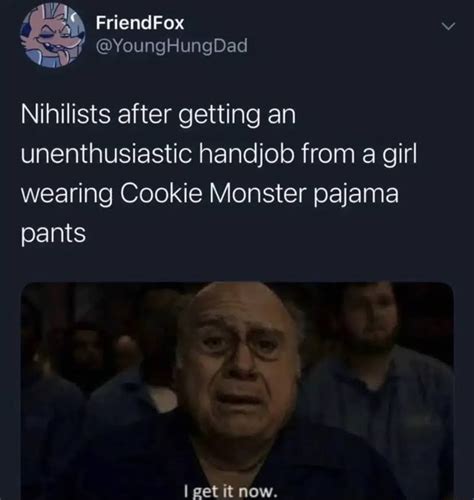 Friend Fox Nihilists After Getting An Unenthusiastic Handjob From A Girl Wearing Cookie Monster