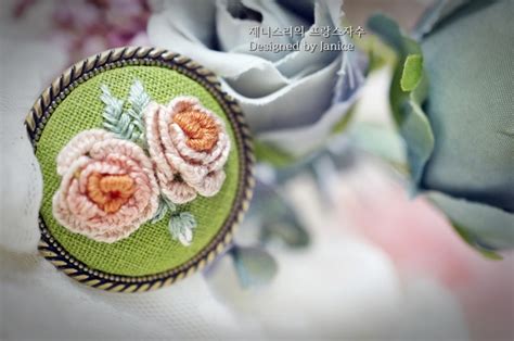 제니스리의 프랑스자수자수 브로치 장미 자수 장미 브로치 서울 프랑스자수 네이버 블로그