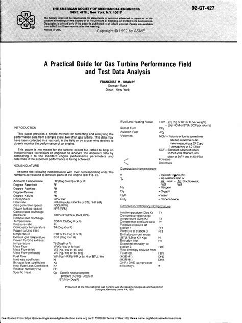 A Practical Guide For Gas Turbine Performance Analysis Pdf Gas Turbine Engines