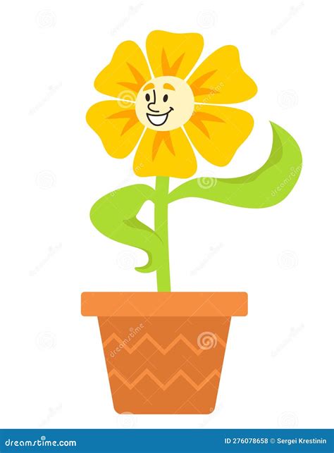 Potted Flower Waving Leaf Stock Vector Illustration Of Garden 276078658