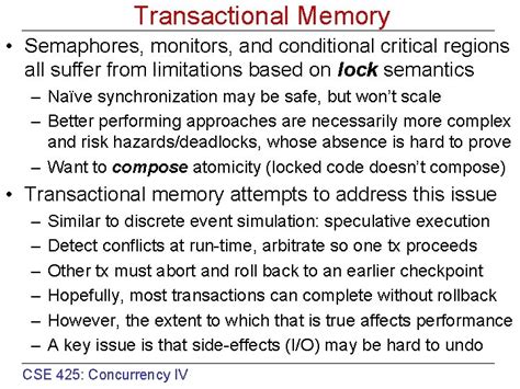Transactional Memory Semaphores Monitors And Conditional Critical Regions