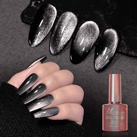 Extremely Black Crystal Cat Eye Twinkle Dark Black Wind Nail Polish Gel