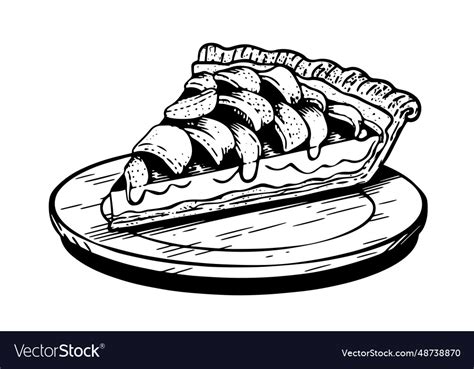 Piece Of Apple Pie Hand Drawn Engraving Style Vector Image