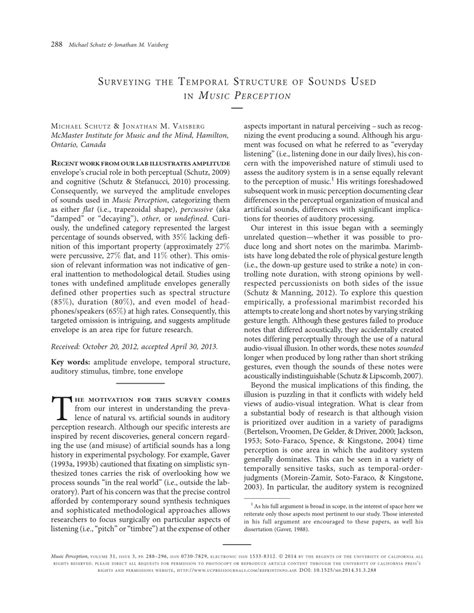 Pdf Surveying The Temporal Structure Of Sounds Used In Music Perception