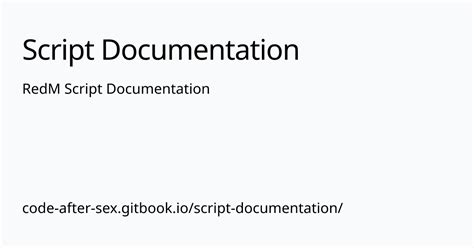 Redm Script Documentation Code After Sex