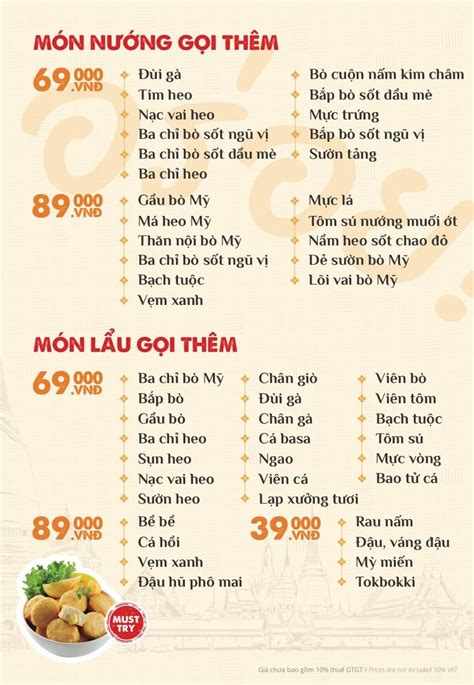 Thai Bbq Vincom Menu Bảng Giá Và Khuyến Mãi Mới Nhất Vincom
