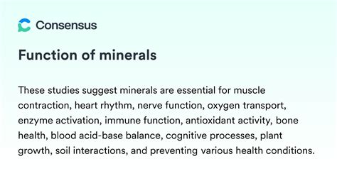 Function Of Minerals Consensus Academic Search Engine