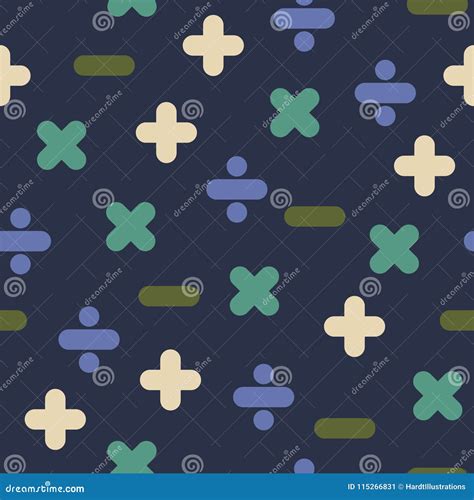 Blue Mathematical Operations Seamless Pattern Stock Vector