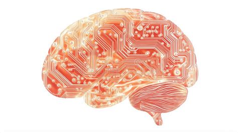 Digital Illustration Of A Brain With Circuits Inside Symbolizing