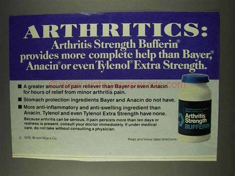 1977 Arthritis Strength Bufferin Ad More Help