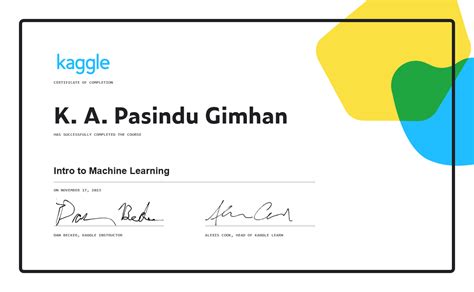 k a pasindu gimhan completed the intro to machine learning course on