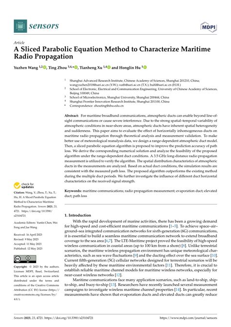 Pdf A Sliced Parabolic Equation Method To Characterize Maritime Radio